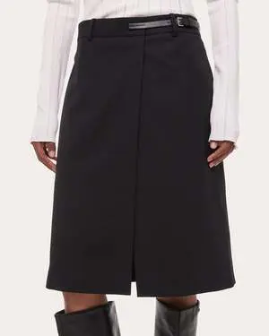 Helmut Lang Wool Gabardine Wardrobe Belted Skirt