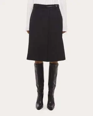 Helmut Lang Wool Gabardine Wardrobe Belted Skirt