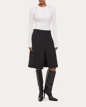 Helmut Lang Wool Gabardine Wardrobe Belted Skirt