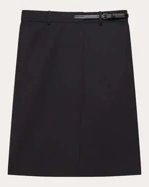 Helmut Lang Wool Gabardine Wardrobe Belted Skirt