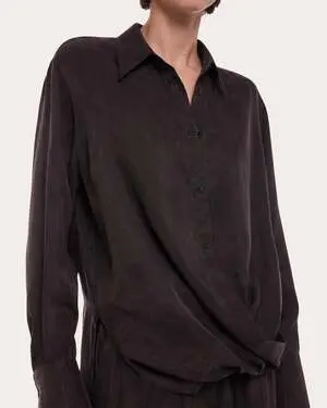 Helmut Lang Fluid Microsuede Drape Shirt