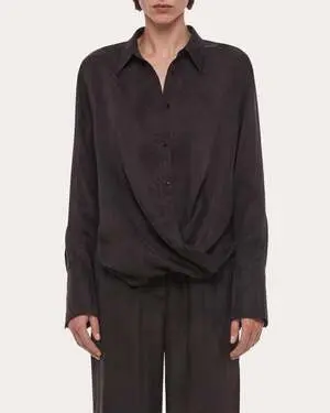 Helmut Lang Fluid Microsuede Drape Shirt