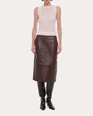 Helmut Lang Leather Saddle Midi Skirt
