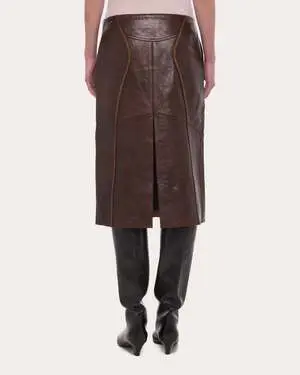 Helmut Lang Leather Saddle Midi Skirt