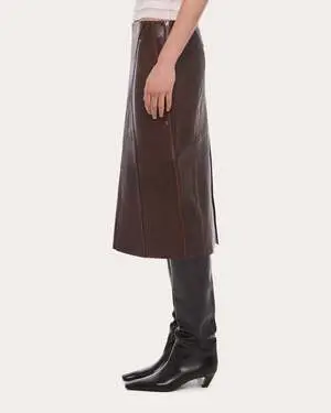 Helmut Lang Leather Saddle Midi Skirt