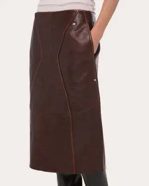 Helmut Lang Leather Saddle Midi Skirt