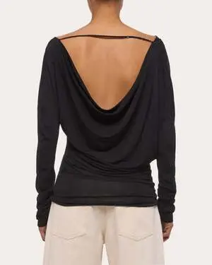 Helmut Lang Jersey Long-sleeve Cowl Neck Top