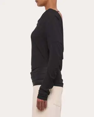 Helmut Lang Jersey Long-sleeve Cowl Neck Top