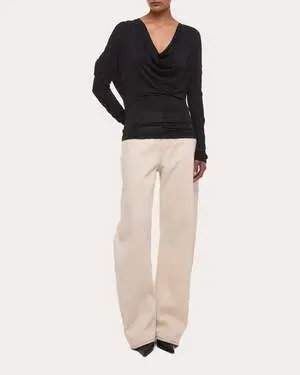 Helmut Lang Jersey Long-sleeve Cowl Neck Top