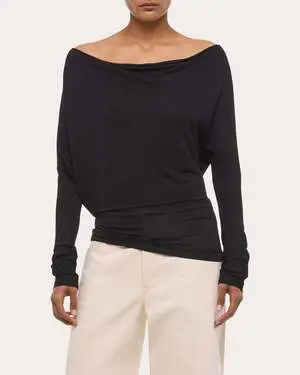 Helmut Lang Jersey Long-sleeve Cowl Neck Top