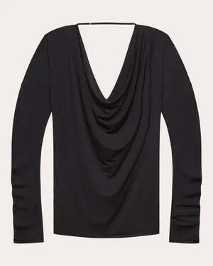 Helmut Lang Jersey Long-sleeve Cowl Neck Top