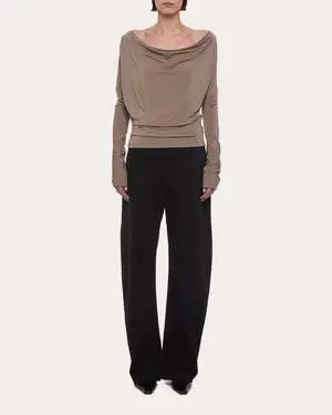 Helmut Lang Jersey Long-sleeve Cowl Neck Top