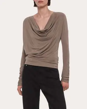 Helmut Lang Jersey Long-sleeve Cowl Neck Top