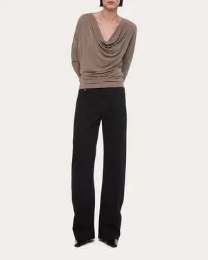 Helmut Lang Jersey Long-sleeve Cowl Neck Top