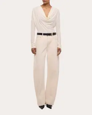 Helmut Lang Jersey Long-sleeve Cowl Neck Top
