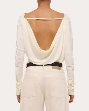Helmut Lang Jersey Long-sleeve Cowl Neck Top