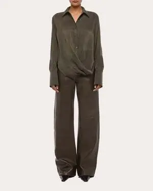 Helmut Lang Fluid Microsuede Drape Shirt