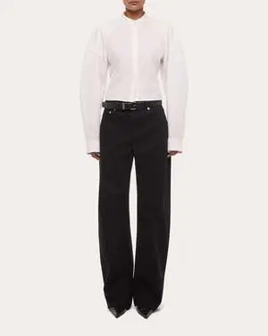 Helmut Lang Cotton Poplin Cropped Saddle Shirt