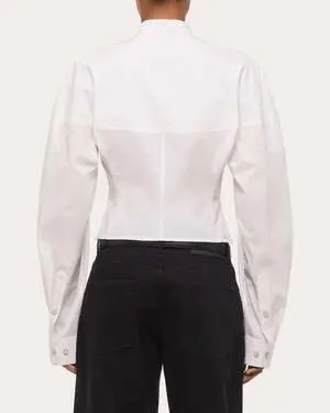 Helmut Lang Cotton Poplin Cropped Saddle Shirt