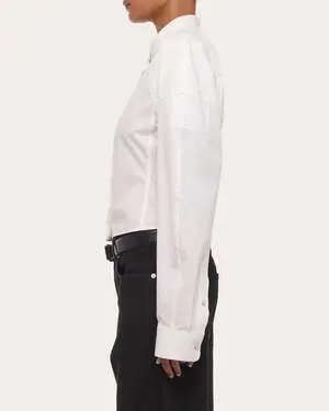 Helmut Lang Cotton Poplin Cropped Saddle Shirt