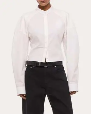 Helmut Lang Cotton Poplin Cropped Saddle Shirt