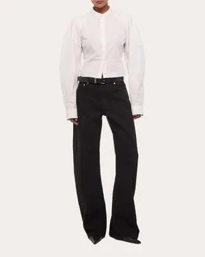 Helmut Lang Cotton Poplin Cropped Saddle Shirt