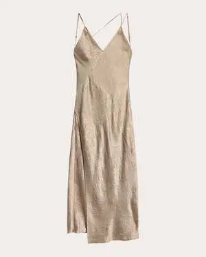 Helmut Lang Crinkled Asymmetric Slip Dress - Neutral