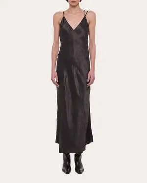 Helmut Lang Crinkled Asymmetric Slip Dress - Grey