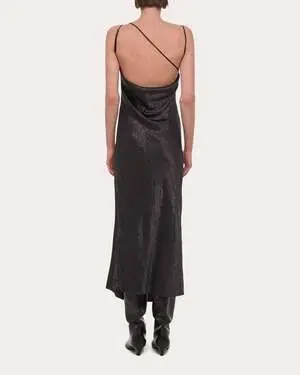 Helmut Lang Crinkled Asymmetric Slip Dress - Grey