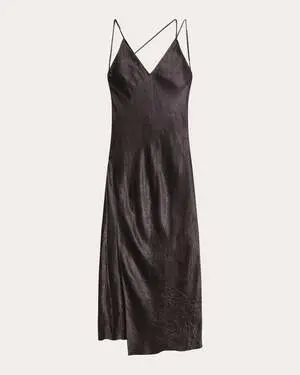 Helmut Lang Crinkled Asymmetric Slip Dress - Grey