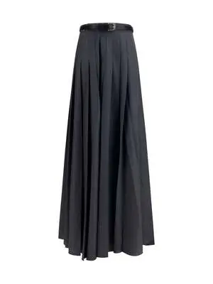 SELF-PORTRAIT Pleated Maxi Skirt - Gray