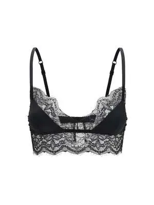Dolce & Gabbana Satin Soft-cup Bralette Bra With Lace - Black