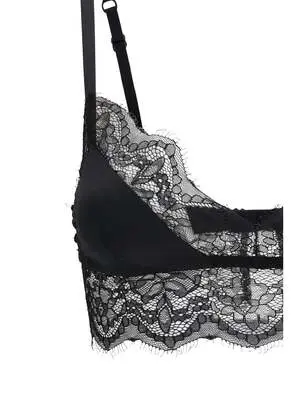 Dolce & Gabbana Satin Soft-cup Bralette Bra With Lace