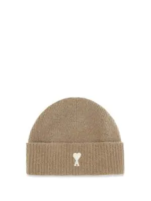 AMI Paris De Coeur Wool Beanie - Cream