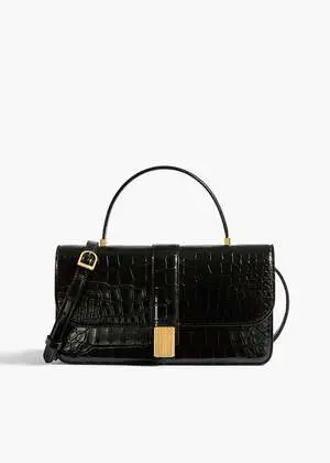 Khaite Blake Top Handle Bag In Python - Black