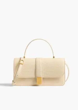 Khaite Blake Top Handle Bag In Python - Champagne