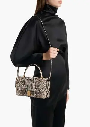 Khaite Blake Top Handle Bag In Python - Natural