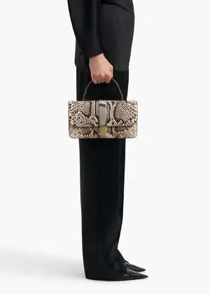 Khaite Blake Top Handle Bag In Python - Natural