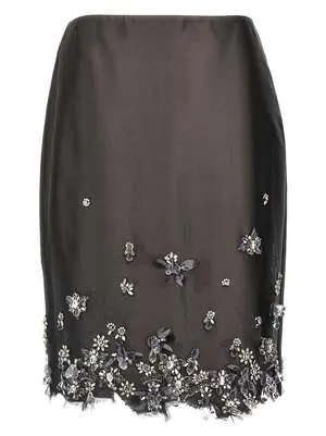 PRADA PRADA Silk And Wool Blend Jewel Skirt