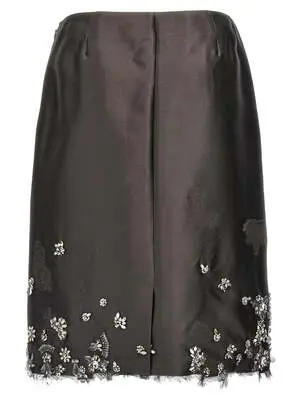 Prada Silk And Wool Blend Jewel Skirt