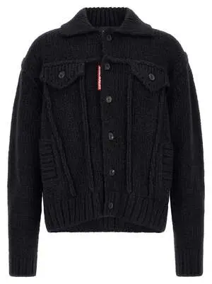 Dsquared2 Logo Patch Cardigan - Blue