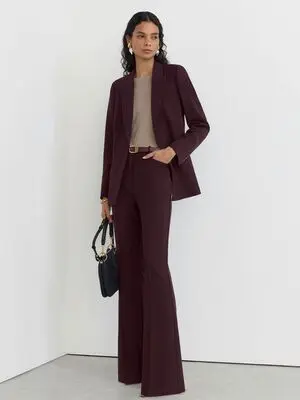 REISS Gabi Petite Flared Suit Trousers - Berry
