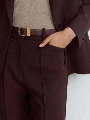 REISS Gabi Petite Flared Suit Trousers - Berry
