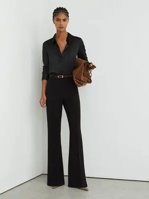 REISS Gabi Petite Flared Suit Trousers Black