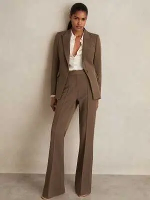 REISS Gabi Petite Flared Suit Trousers Mink Neutral