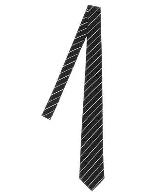 Saint Laurent Striped Tie - Black