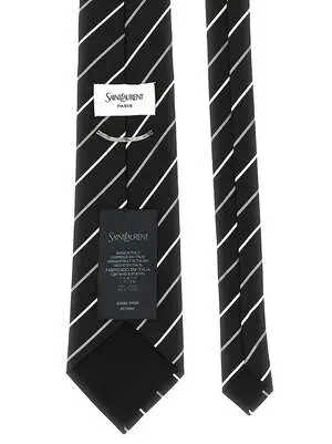 Saint Laurent Striped Tie - Black
