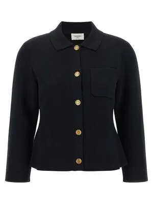 Saint Laurent Cassandre' Medallion Cardigan - Black