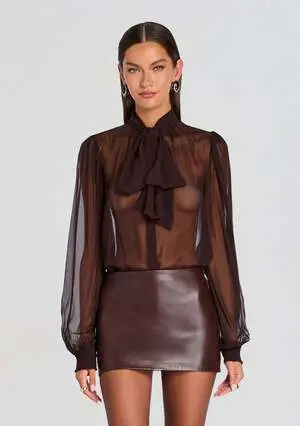 Retrofete Hasli Silk Chiffon Top - Mahogany