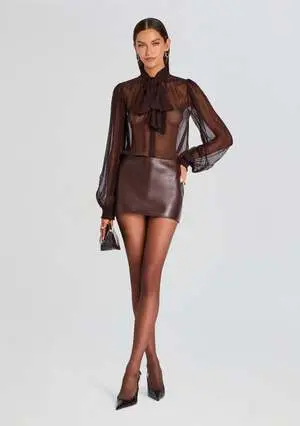Retrofete Hasli Silk Chiffon Top - Mahogany
